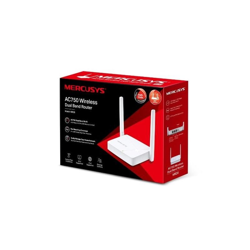 Roteador Wi-fi Mercusys Mr20 Ac750 Dual-band 2 Antenas 750mbps | MadeiraMadeira