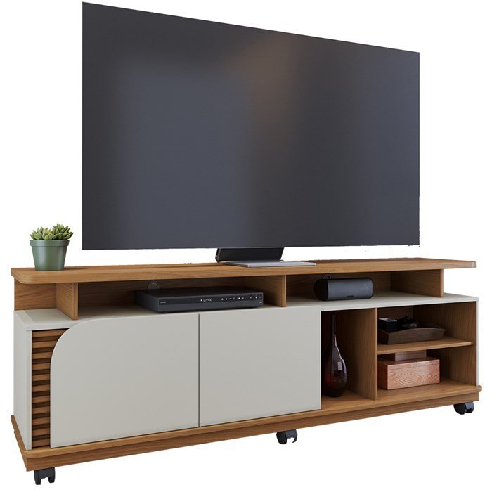 Bancada Rack para Tv 75 Polegadas Jurere Freijo Off White Matte Clb ...