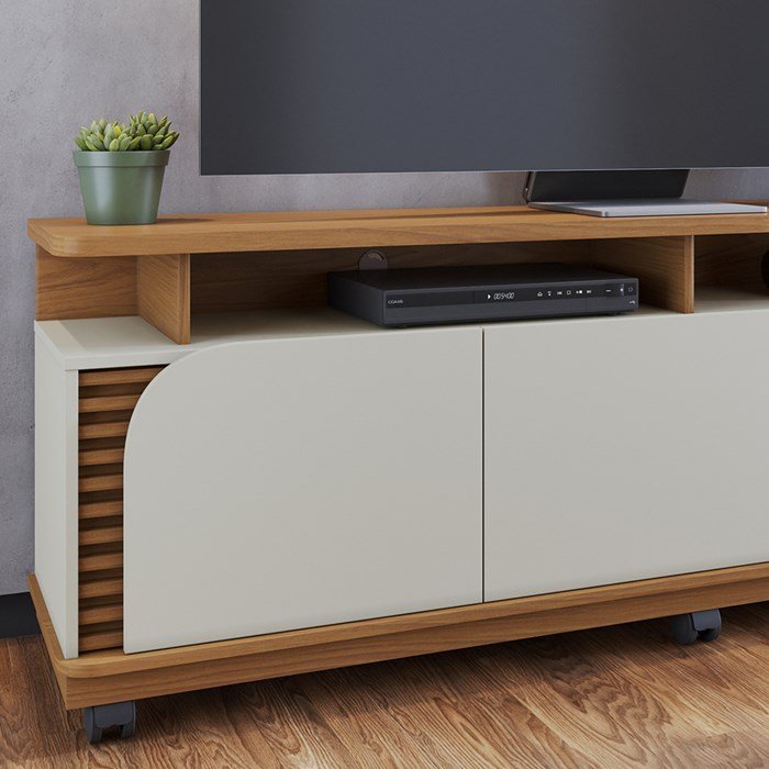 Bancada Rack para Tv 75 Polegadas Jurere Freijo Off White Matte Clb | MadeiraMadeira