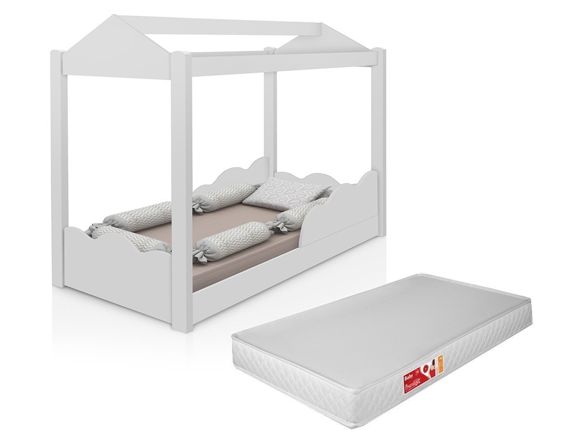 Mini cama Montessoriana Branco com Colchão | MadeiraMadeira
