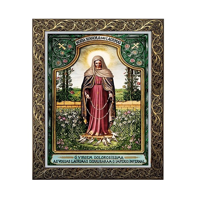 Quadro Nossa Senhora das Lágrimas Moldura Luxo 85 cm x 65 cm FORNECEDOR 55 012 NS das Lágrimas ...