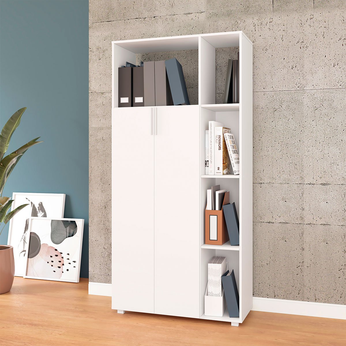 Armário Organizador Multiuso para Escritório 186 x 90 Cm MDP Branco ...