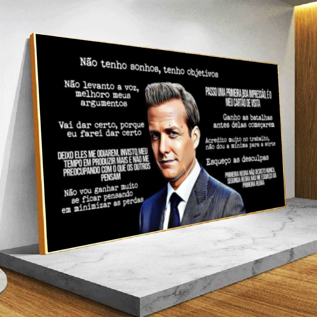Quadro Frases Motivacionais Harvey Specter Black:60x40 cm/DOURADA ...
