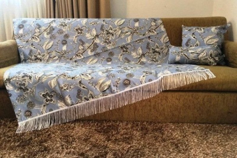 Kit Manta para Sofá e Almofadas Floral Azul Cosi Dimora | MadeiraMadeira