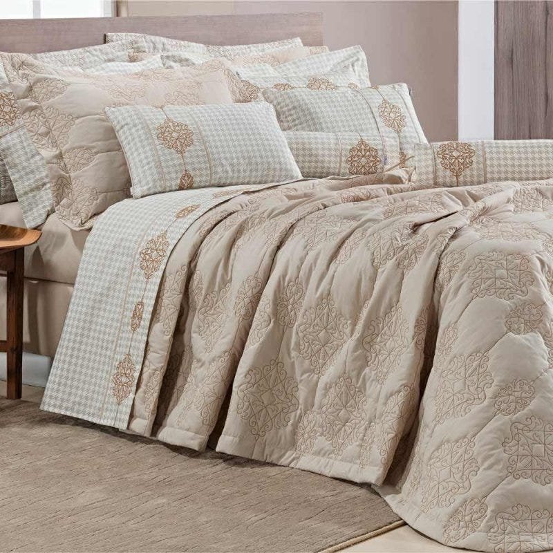 Cobre Leito Queen Bristol Bordado 03 Peças 100% Algodão 200 Fios ...