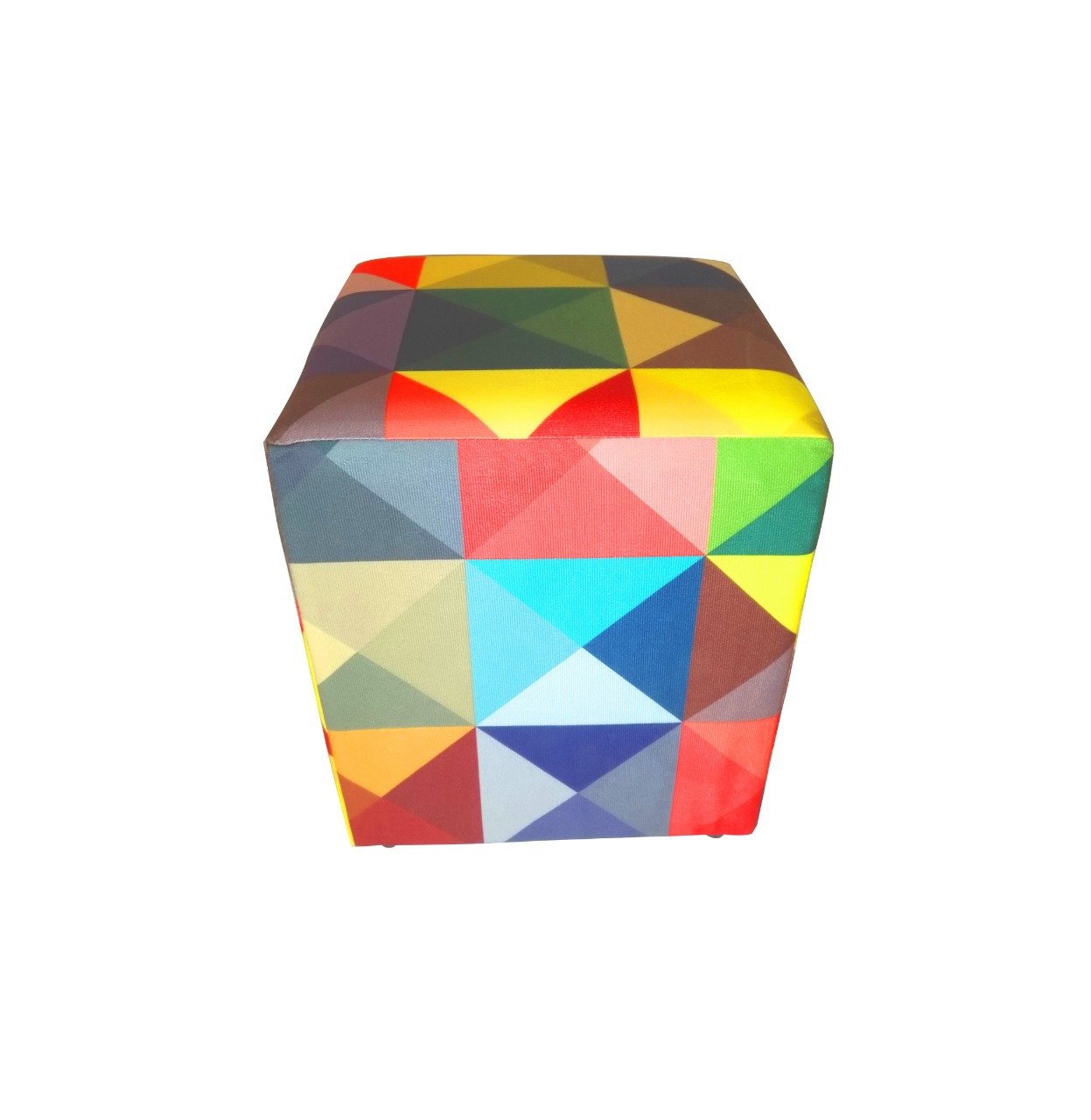 Puff Decorativo Dado Suede Estampado Triângulo Colorido | MadeiraMadeira