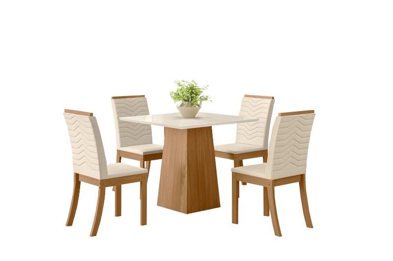 Mesa Jantar Dora 90 4 Cadeiras Isa Linho - Henn | MadeiraMadeira