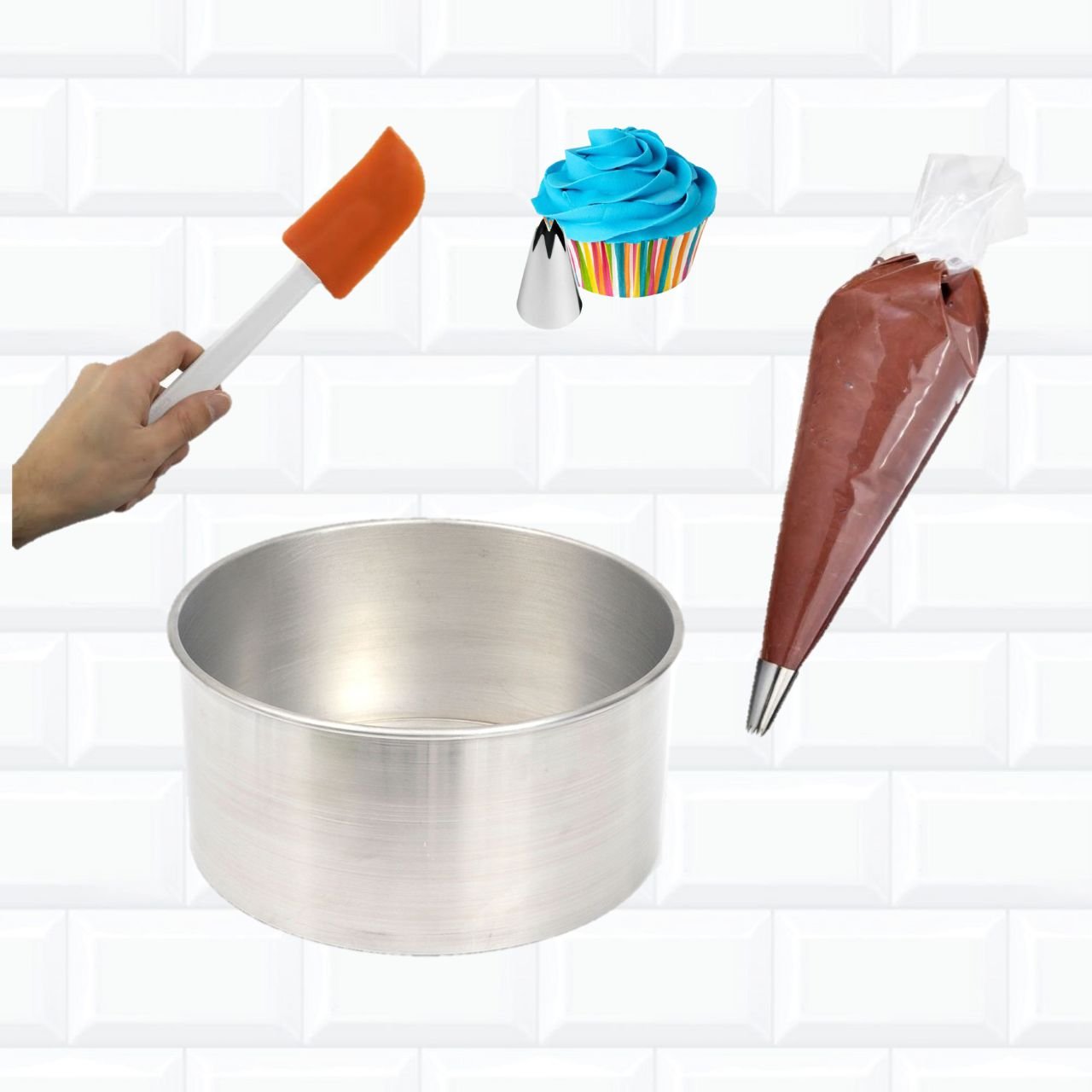 Kit Confeitaria Forma De Bolo 20 Cm Espátula Sacos Bicos | MadeiraMadeira