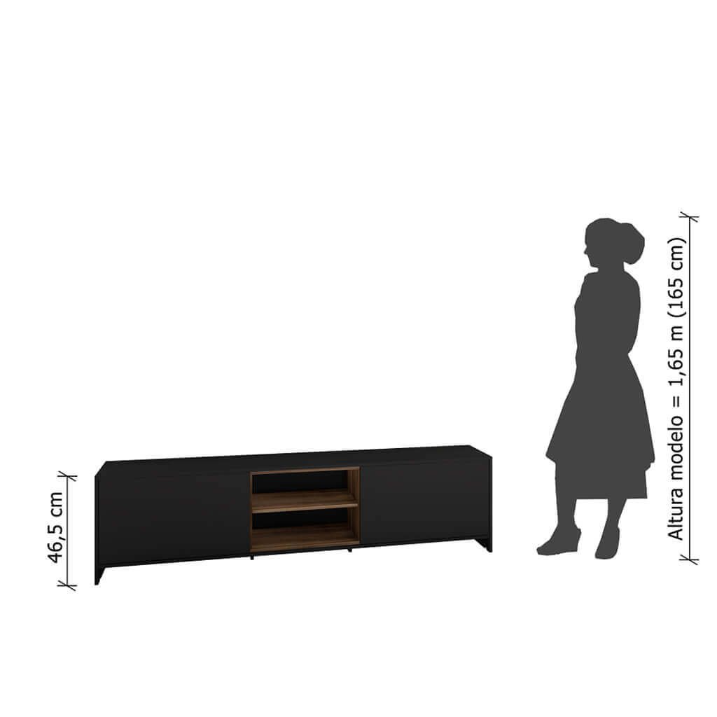 Rack para TV 60" 180cm Preto Madeirado Lilies Móveis | MadeiraMadeira