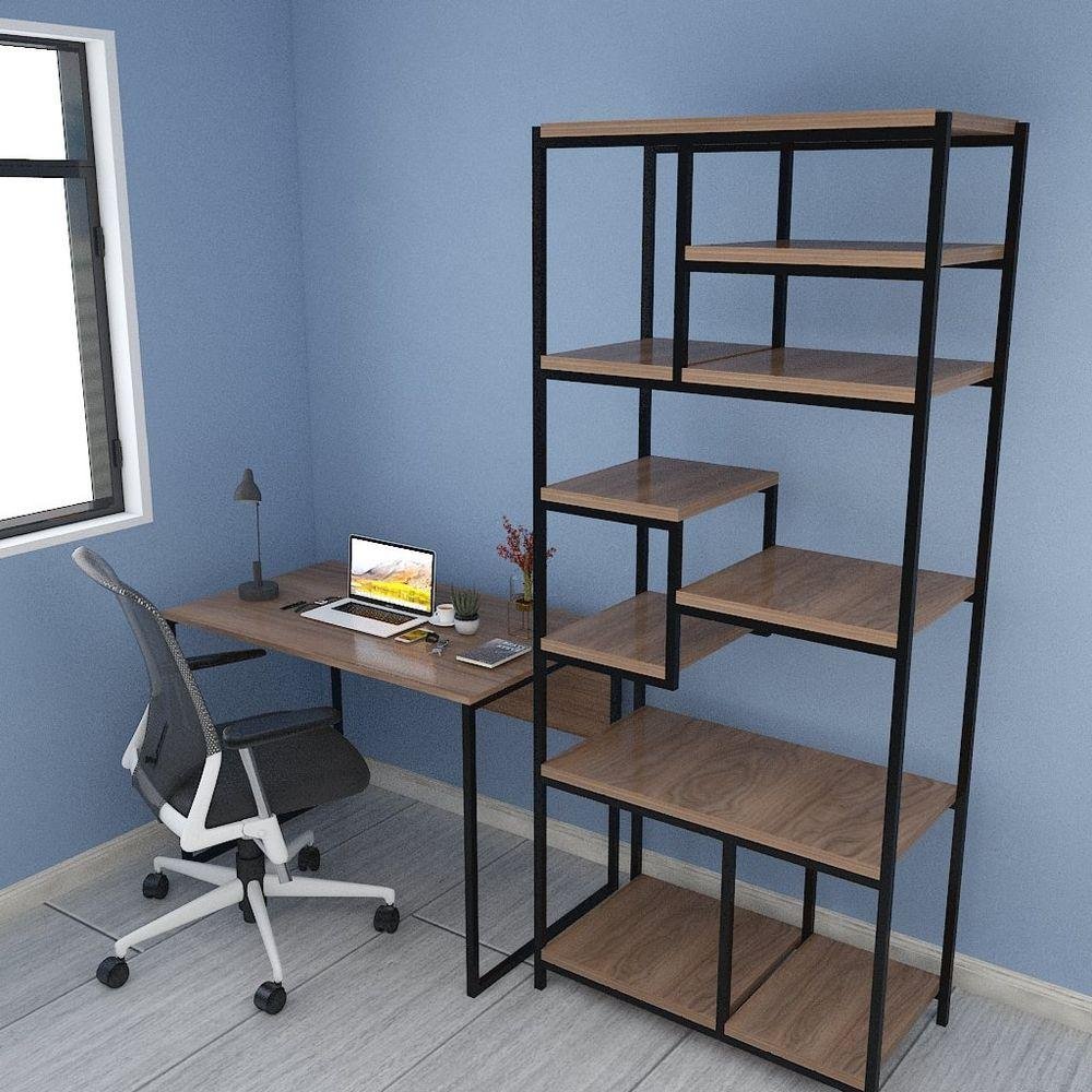 Estante Modular Metal e Madeira 80cmx30cmx185cm - Nogal Málaga ...