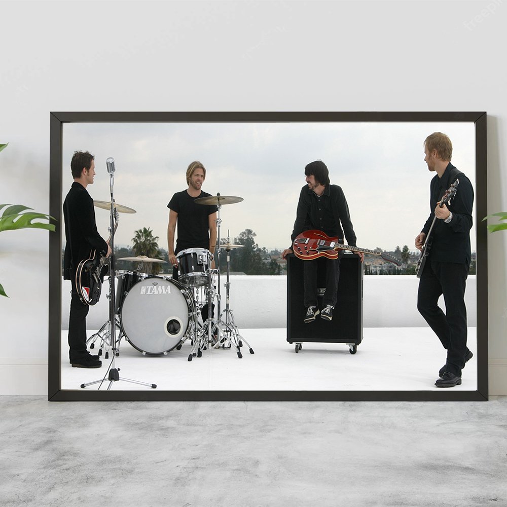 Quadro Da Banda Foo Fighters Integrantes Prédio Bateria A4 | MadeiraMadeira