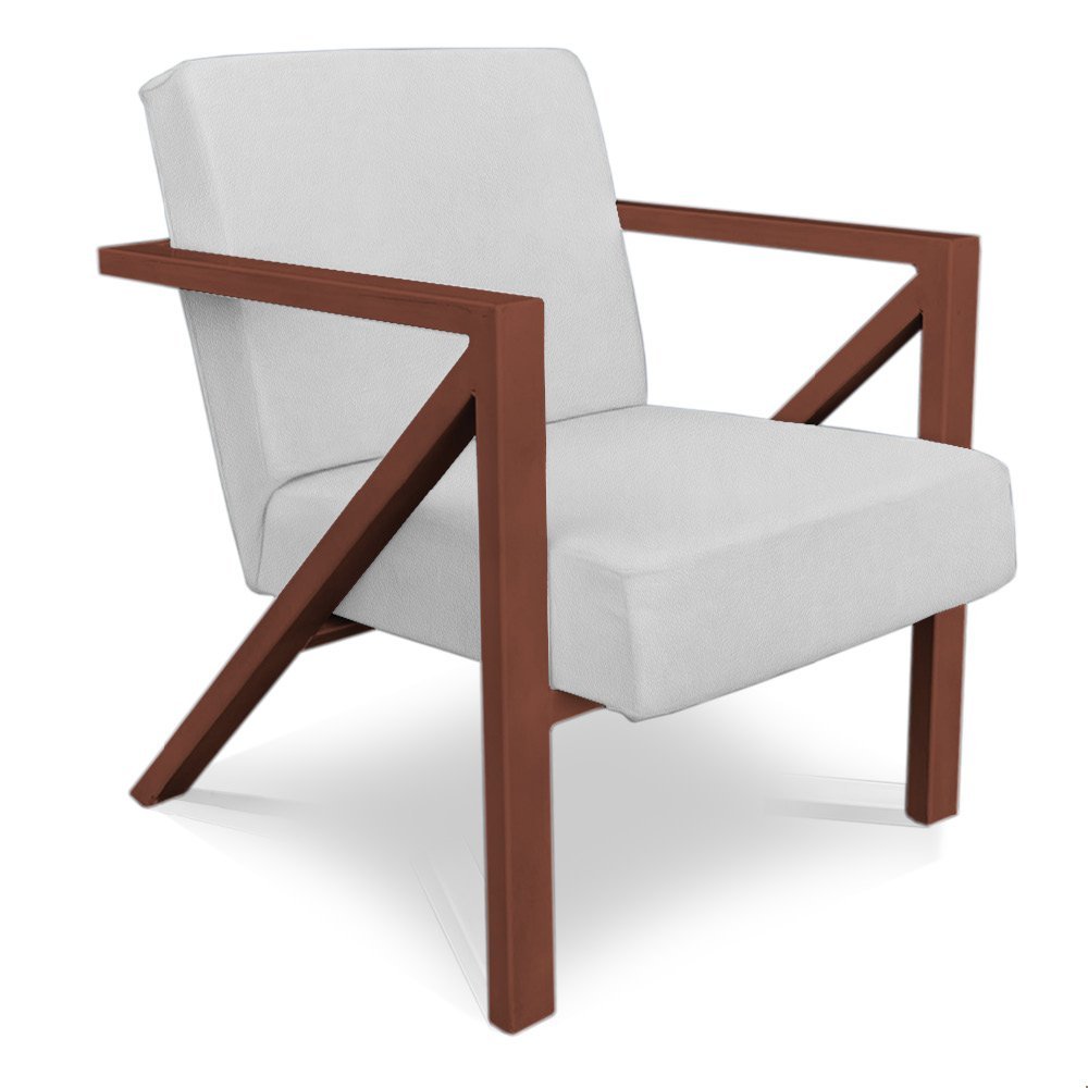 Poltrona Para Sala de Estar Angel Corano Branco Base Metálica Cobre - Pallazio | MadeiraMadeira