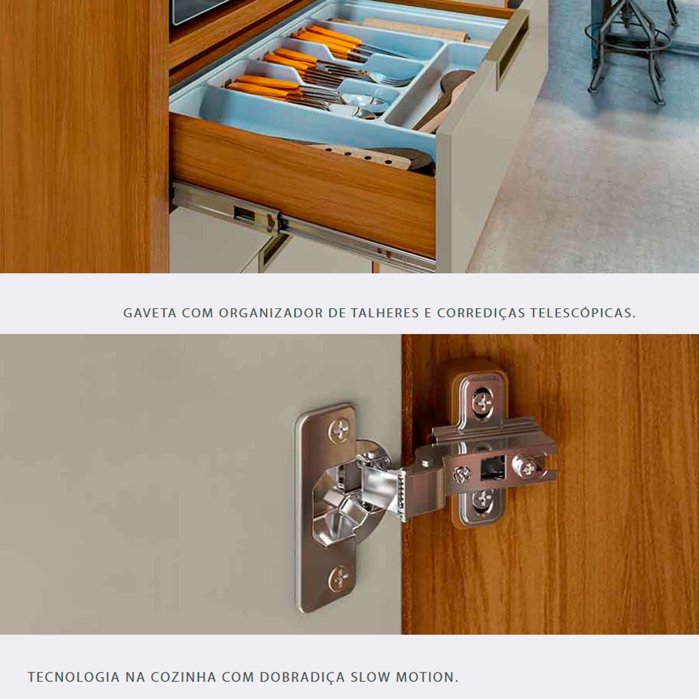 Loft 6 portas 2 gavetas Imperatriz Nesher Freijo com Grafite | MadeiraMadeira