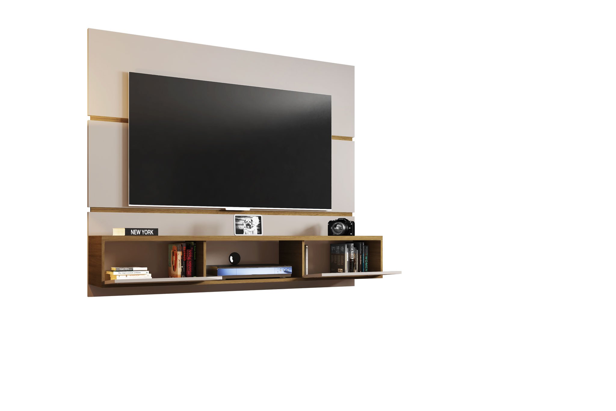 Painel Para Tv Ambar Sala 65 Polegadas Off white/Cinamomo | MadeiraMadeira