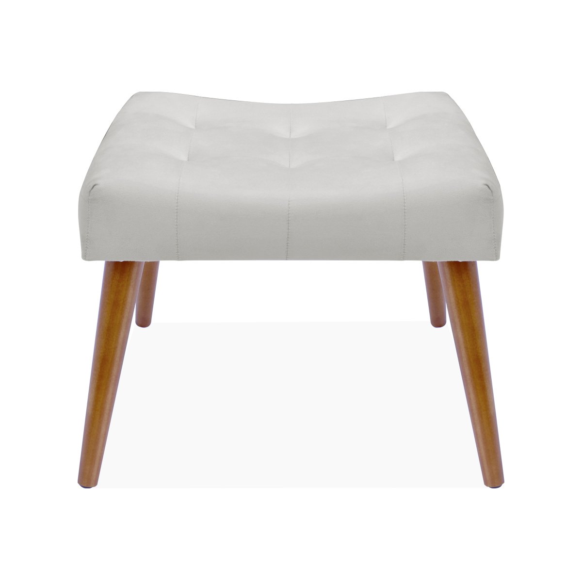 Puff Bege Banqueta Sentar Decoração Retangular Pés Madeira | MadeiraMadeira