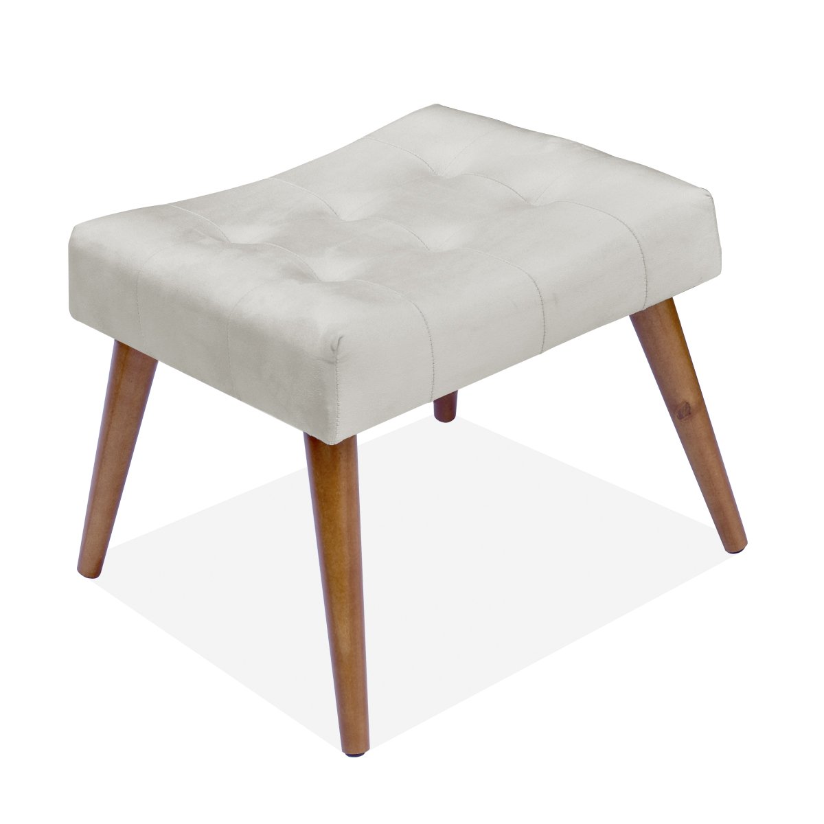 Puff Bege Banqueta Sentar Decoração Retangular Pés Madeira | MadeiraMadeira