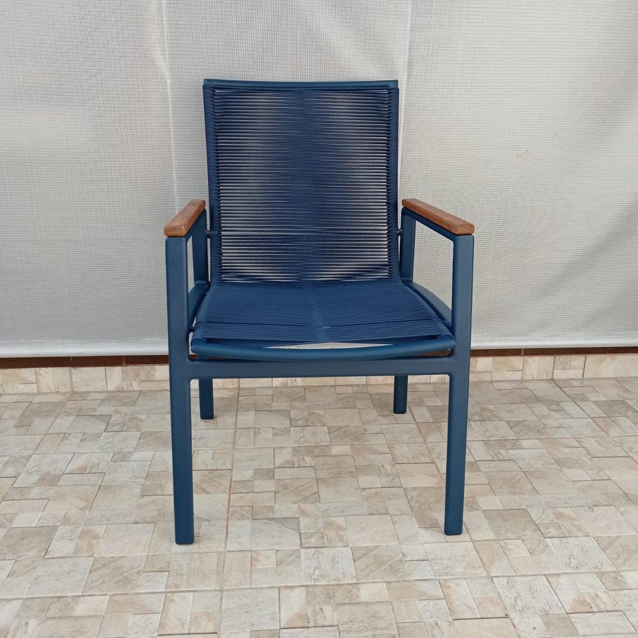 Cadeira Leblon - Alumínio Azul com Corda Náutica em Azul Marinho com ...