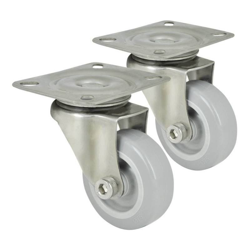 Kit Rodízio Industrial CI75 PU Aço Inox | MadeiraMadeira