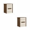 Kit 2 Mesas De Cabeceira Dhara Castanho Wood Off White | MadeiraMadeira