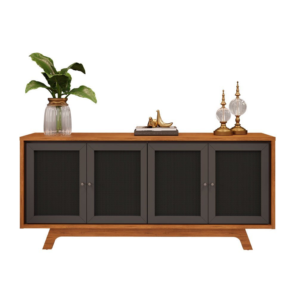 Buffet Balcão SANTIAGO Portas Com Tela Decorativa DJ Móveis ...