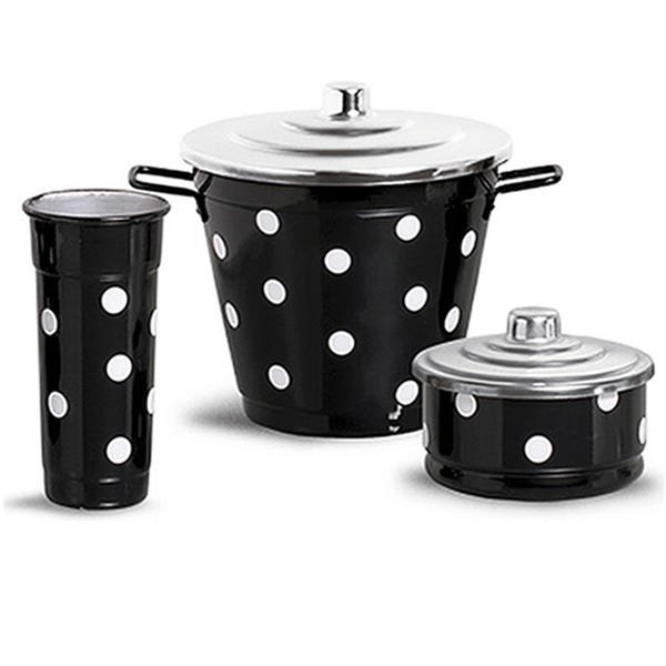 Potes Condimento Kit Pia Mantimento Jogo Cozinha Preto Poá | MadeiraMadeira