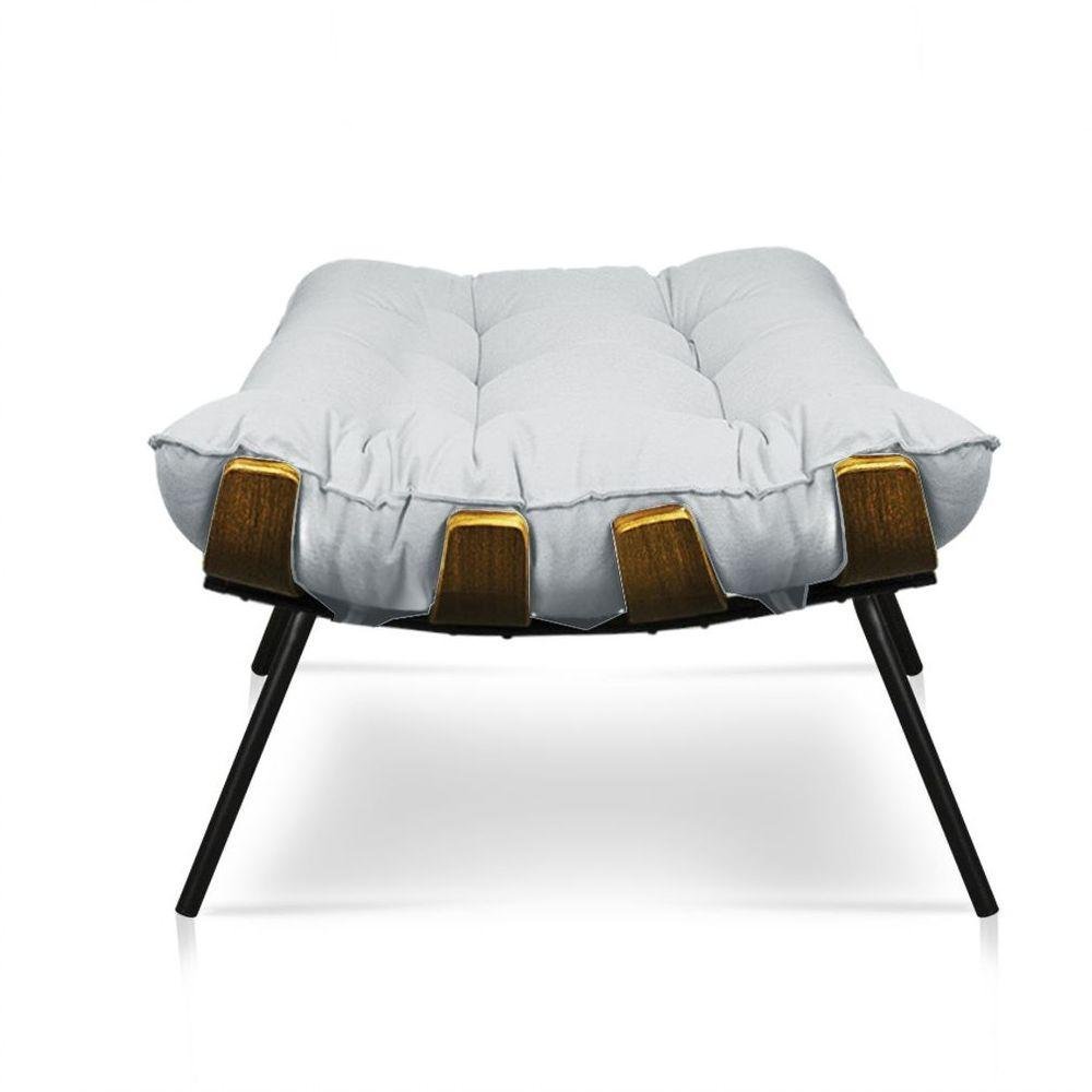 Puff Costela Linho Base De Metal - D'Rossi A05 Cinza Claro | MadeiraMadeira