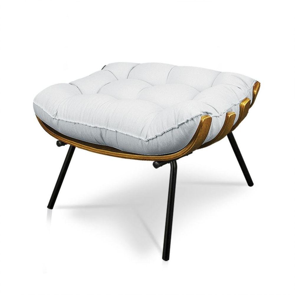 Puff Costela Linho Base De Metal - D'Rossi A05 Cinza Claro | MadeiraMadeira