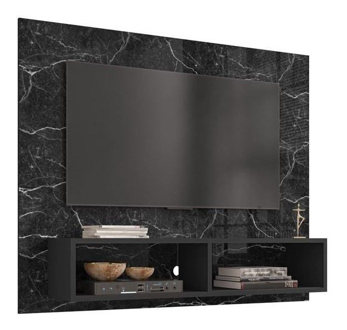 Painel para TV Viena 43 Polegadas Preto Marmorizado - Móveis Bechara ...