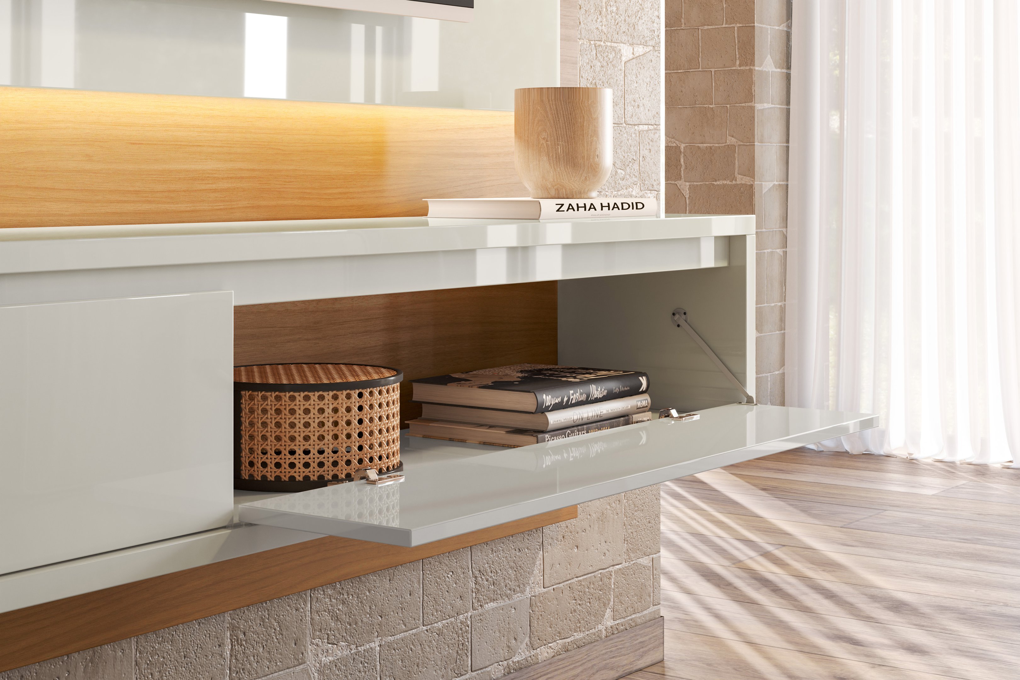 Painel para TV até 55 Polegadas Cairo Tauari/Off White | MadeiraMadeira