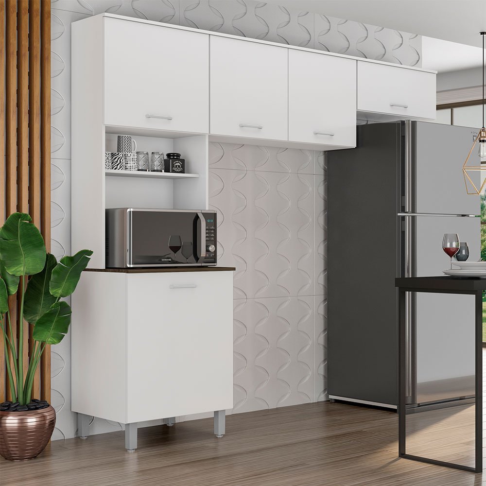 Armario para Cozinha em Madeira Compacta Natalia 5 Portas - Branco ...