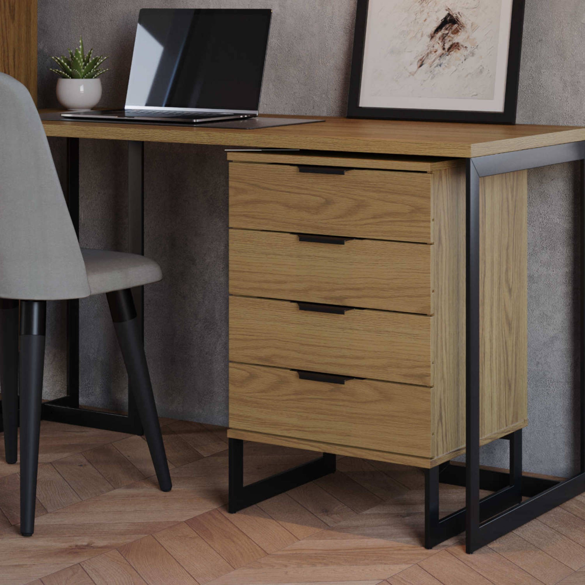 Gaveteiro para Escritório com 4 Gavetas Nilson - Freijó | MadeiraMadeira