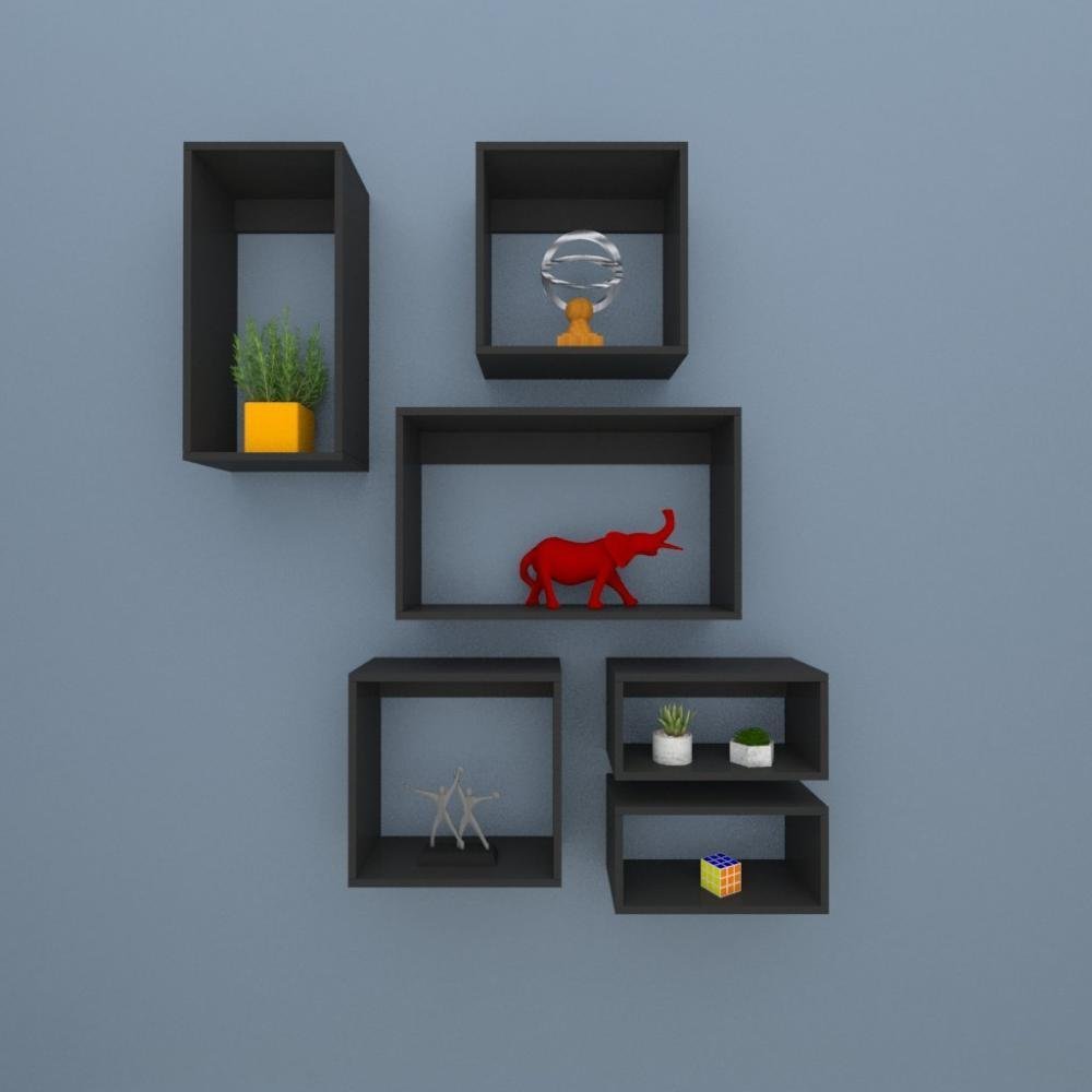 Nichos Prateleiras Suspensa Estante Parede Nicho Preto Cozinha ...