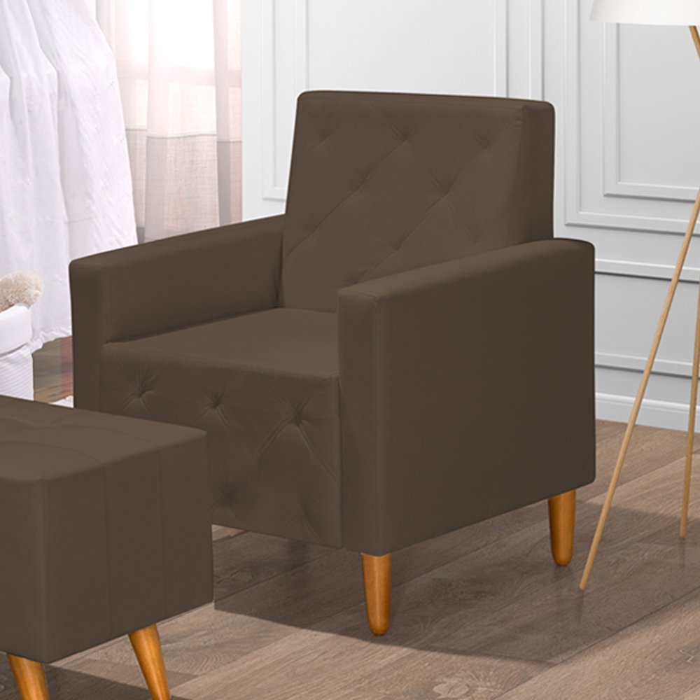 Poltrona Decorativa Jade Suede Marrom | MadeiraMadeira