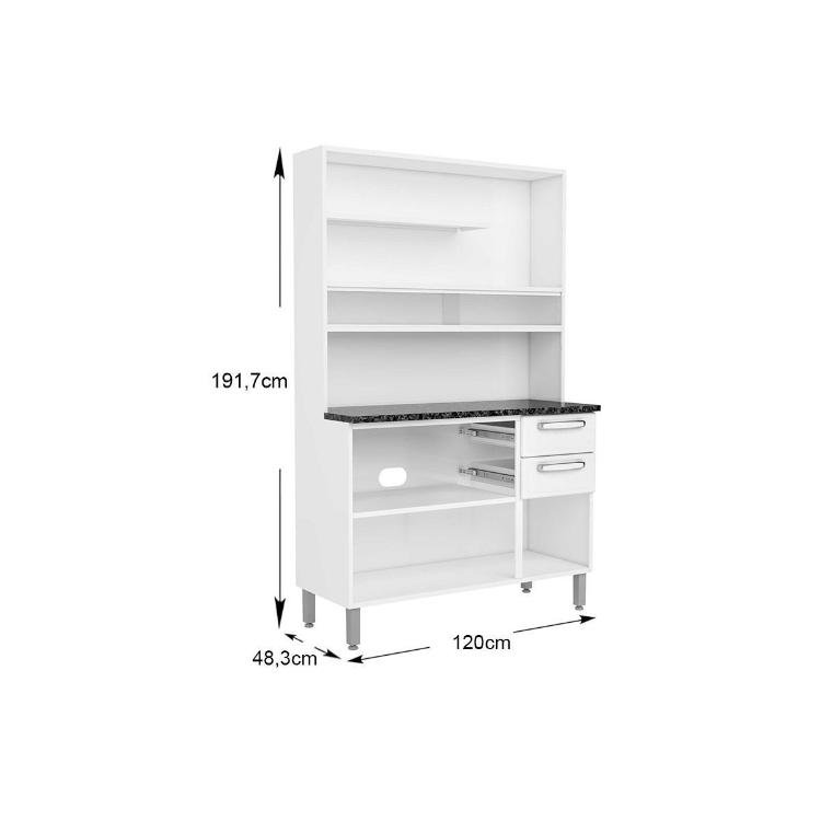 Kit de Cozinha Compacta Gourmet c/ 6 Portas (3 c/ Vidro) e 2 Gavetas ...