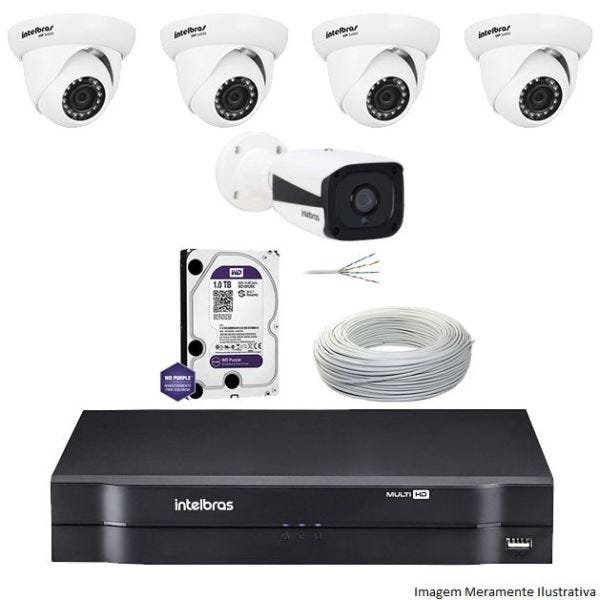 Kit Dvr Intelbras 8 Canais MHDX 1 Câmera IP VIP 1120B 4 Câmeras IPs VIP ...
