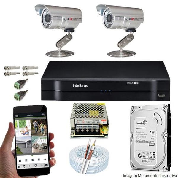 KIT CFTV 2 Câmeras CCD Infravermelho 1200 TVL DVR 4 Canais Intelbras ...