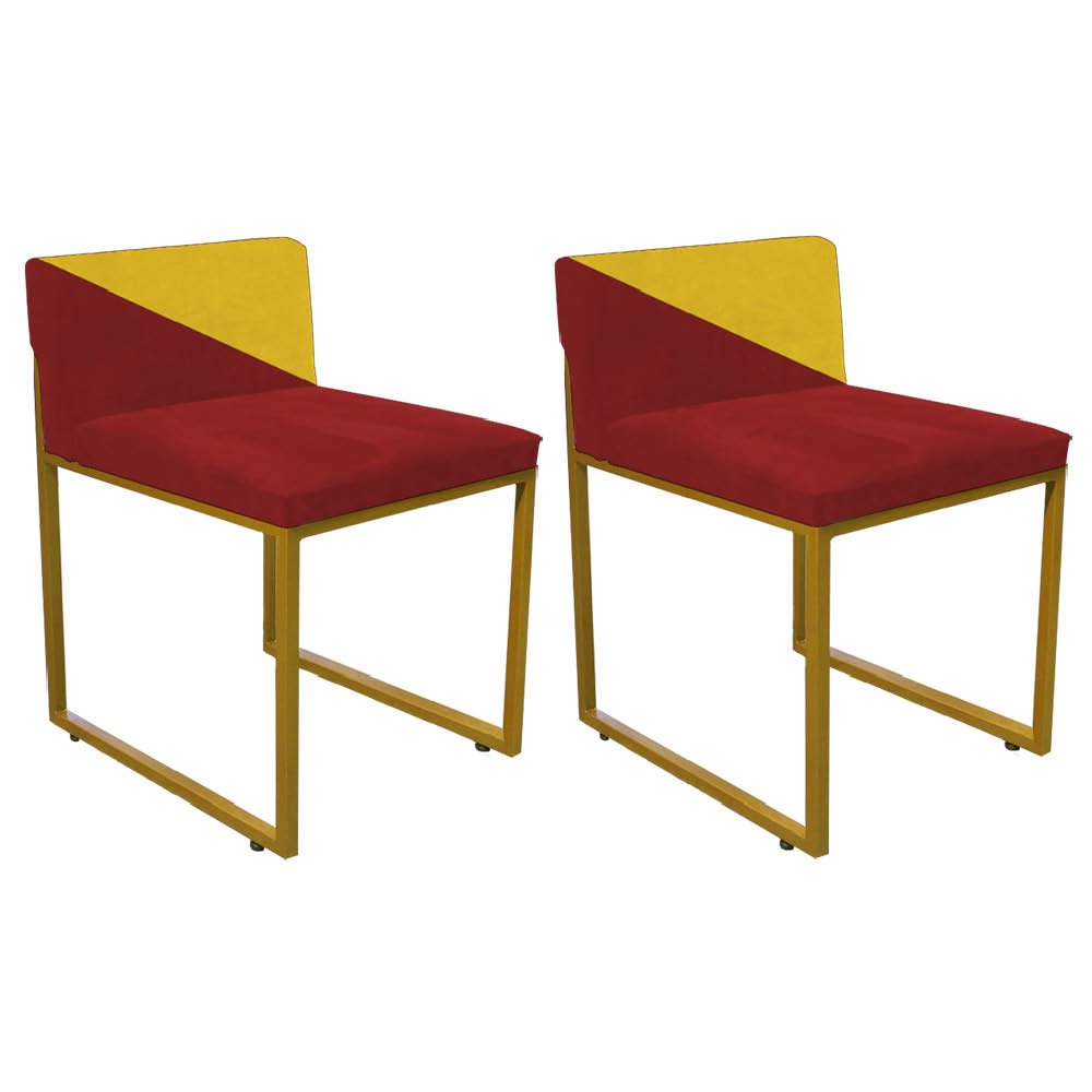 Kit 02 Cadeira Office Lee Duo Sala de Jantar Industrial Ferro Dourado ...