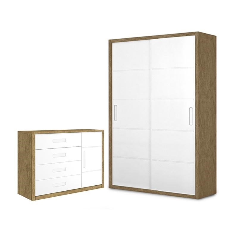 Jogo de Quarto Infantil Dominique Guarda Roupa e Cômoda com Porta ...