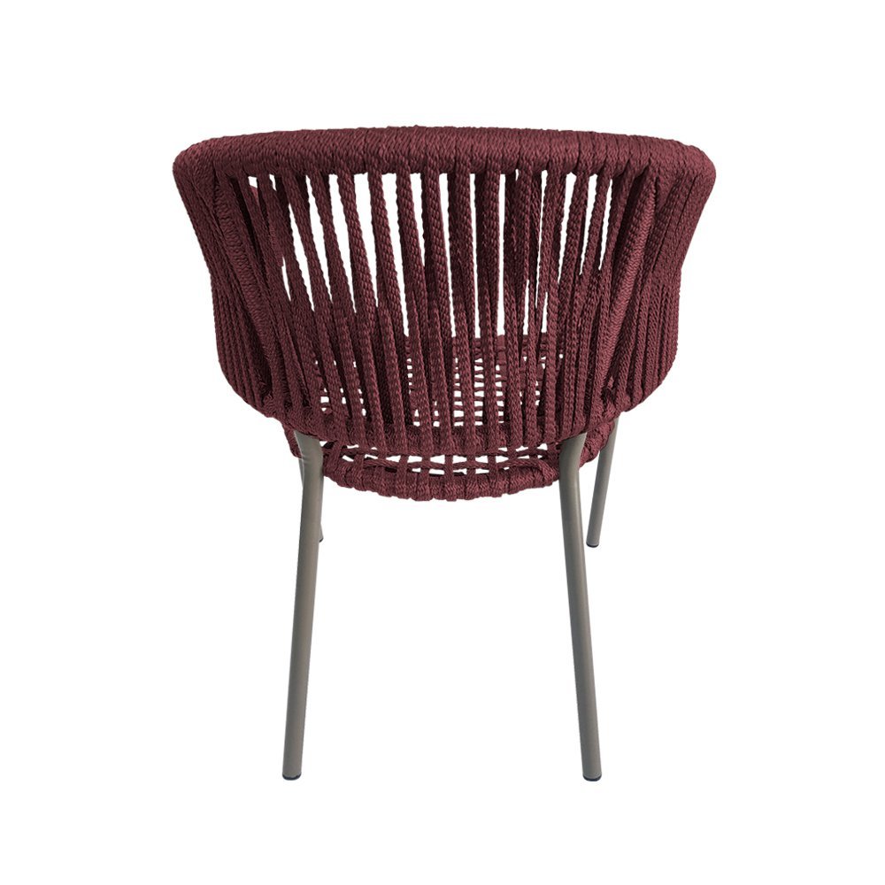 Kit 4 Cadeiras de Jantar em Corda Náutica Vermelho Bordô Base Aluminio ...