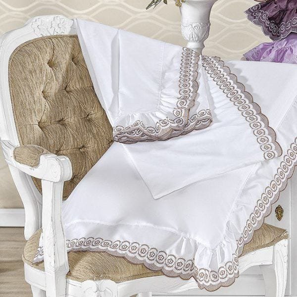 Jogo de Lençol Casal Percal 180 Fios 4 Peças Poeme - Branco ...