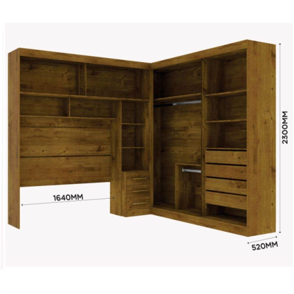 Roupeiro Modulado Casal Cabeceira Leifer Canela | MadeiraMadeira