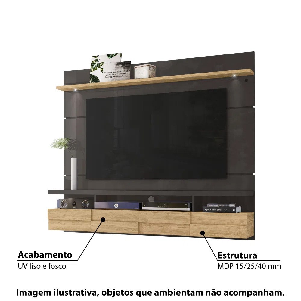 Painel Suspenso Lana 1.8 para TV 60 Pol Titânio Carvalho | MadeiraMadeira