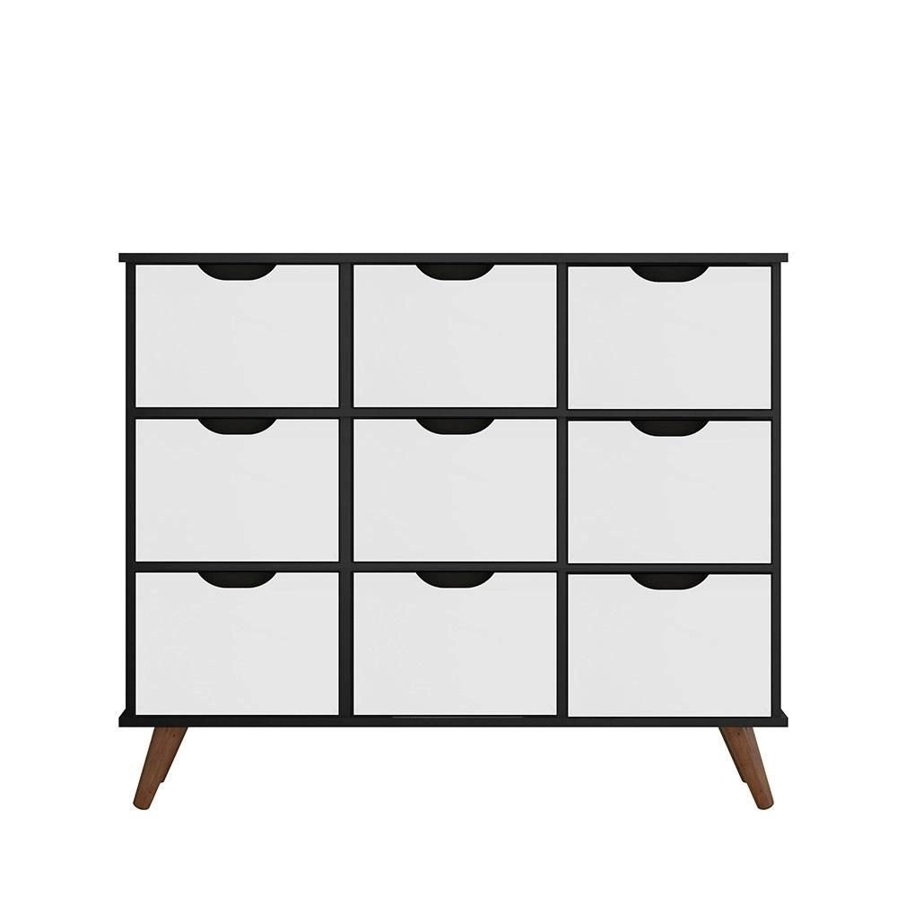 Nicho Organizador 1478 Preto Com Pés e 9 Gavetas Brancas Qmovi ...