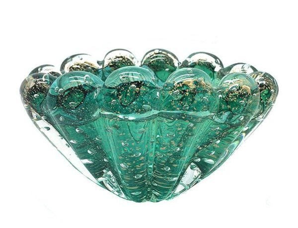 Centrinho de Mesa Murano Shell com Ouro - Esmeralda | MadeiraMadeira