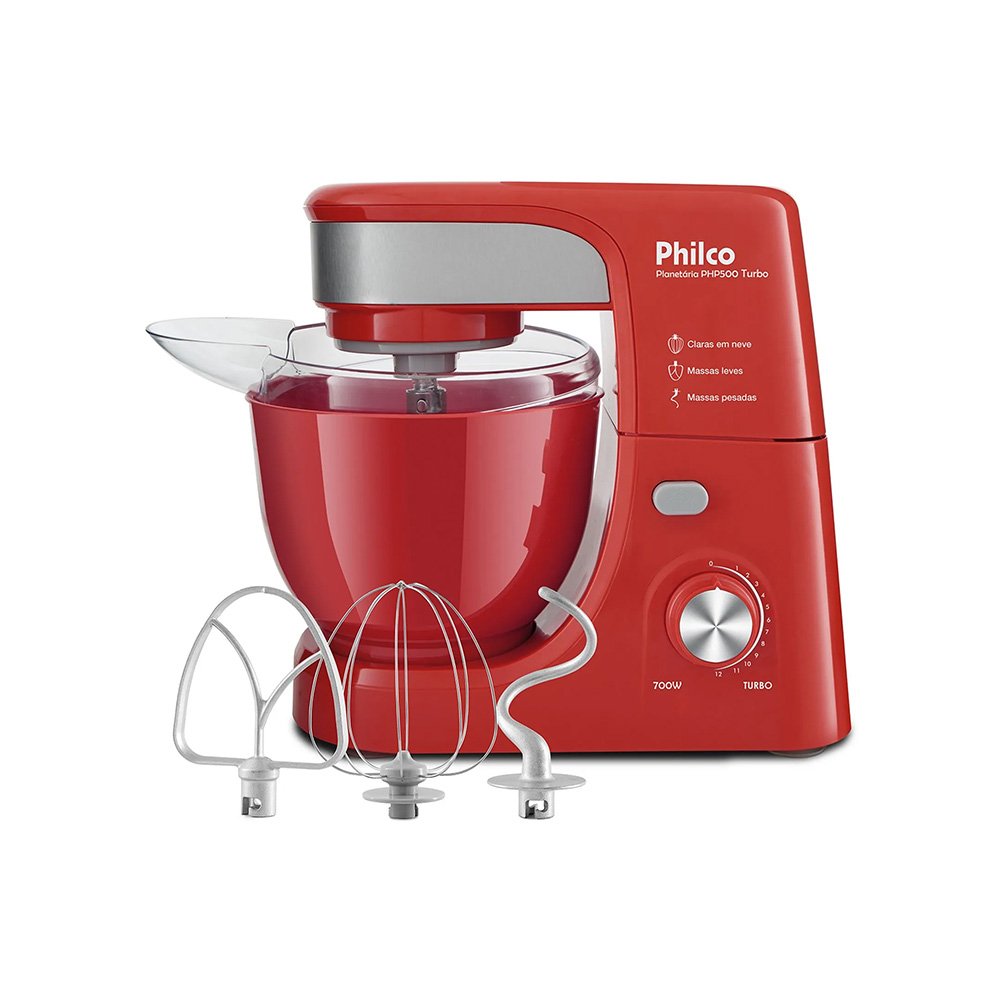 Batedeira Planetária Philco Php500v Turbo 700w Vermelha 127v | MadeiraMadeira