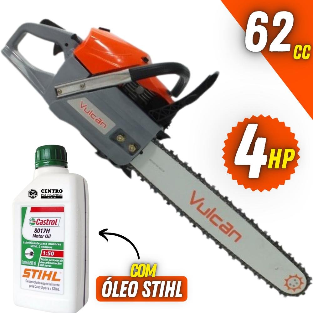Motor Serra Profissional Vulcan VS620 Com Sabre 20 Pol + Óleo Lubrificante Castrol Stihl ...