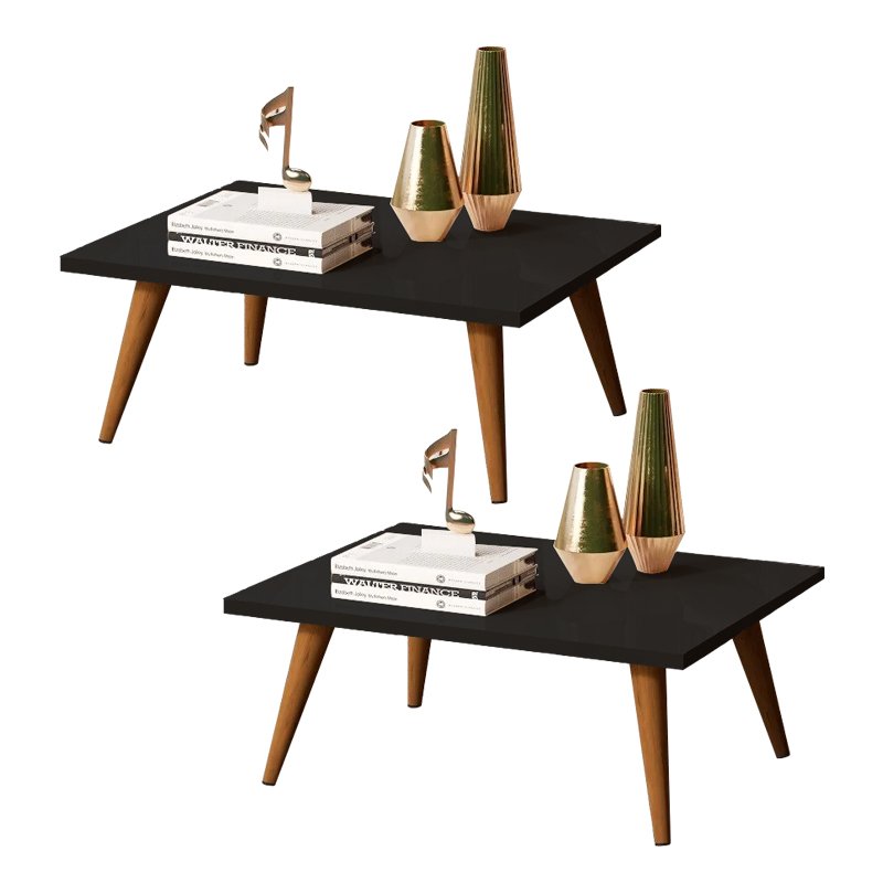 Kit 2 Mesas De Centro Retangular Sala de estar - 65x50cm | MadeiraMadeira