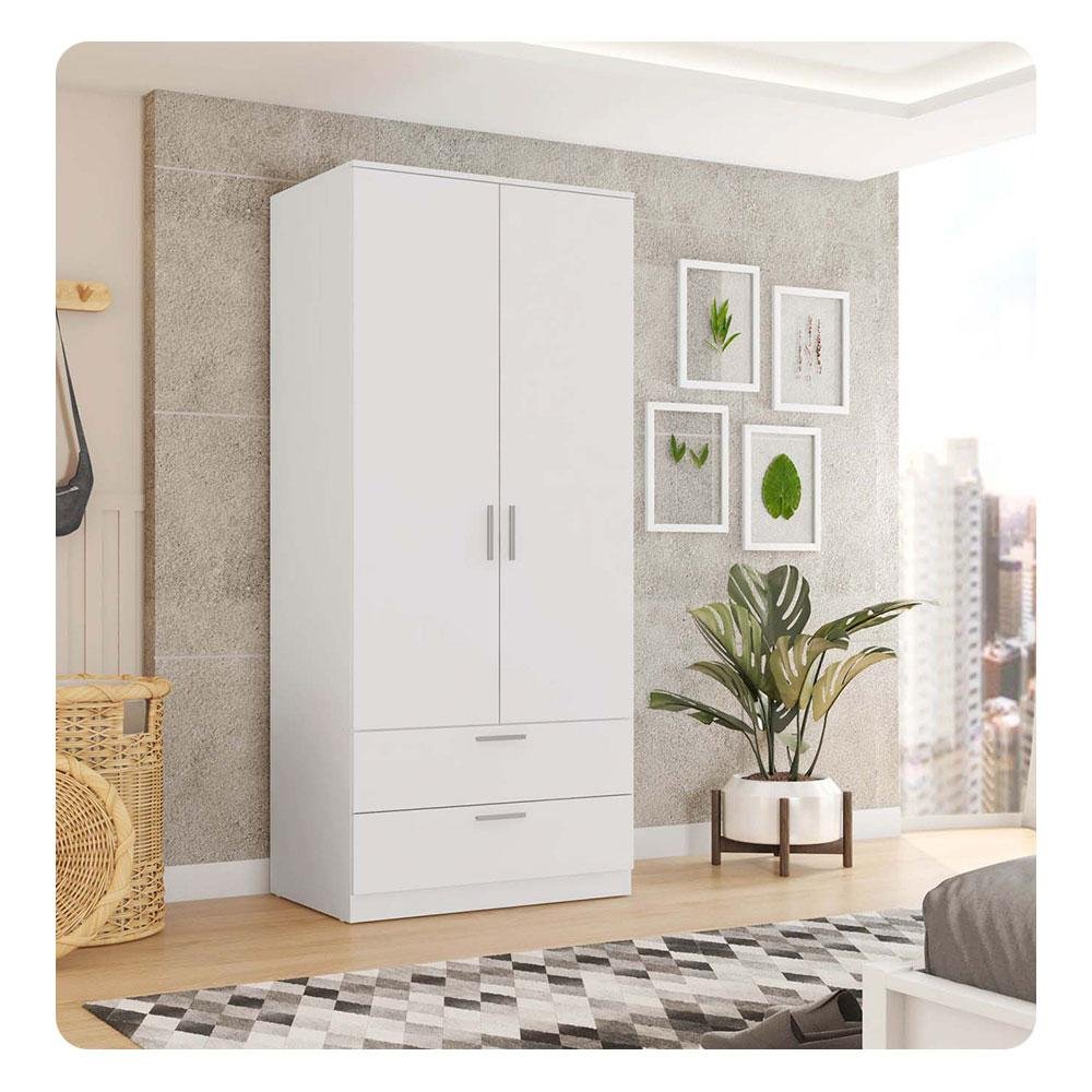 Guarda-Roupa 2 Portas 2 Gavetas Sleep Branco Caemmun | MadeiraMadeira