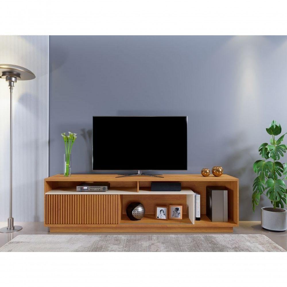 Rack Para Tv Até 75'' Mavaular Naturalle/Off White | MadeiraMadeira