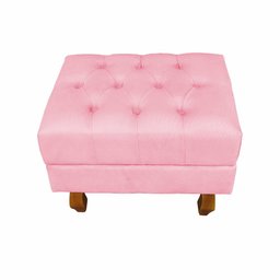 Puff Decorativo Luiz XV Suede Rosa | MadeiraMadeira